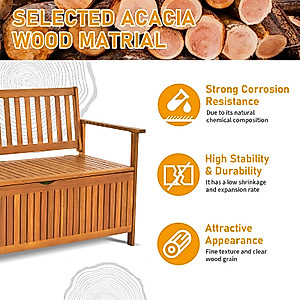 VINGLI 47in Outdoor Storage Bench Outdoor Bench with Storage, Garden Bench Patio Bench 43 Gallon Deck Storage Bench Porch Bench Wood Storage Bench