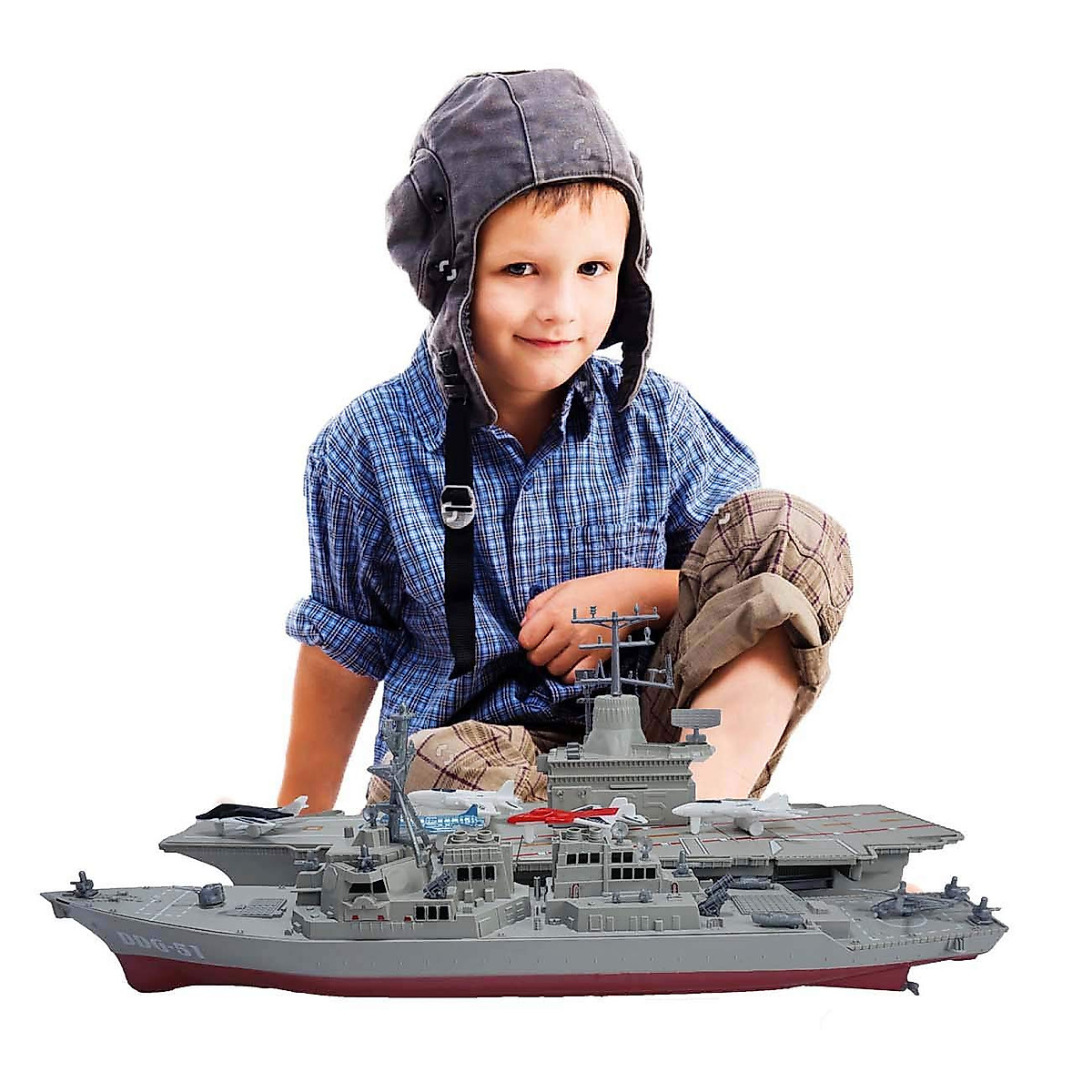 Xplore Toys Aircraft Carrier Toy,with 5 Aircrafts Includes Destroyer Ship