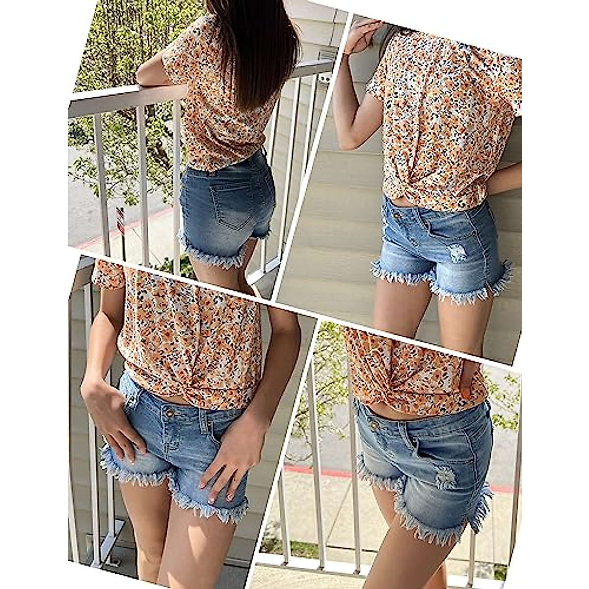 Arshiner Girls Denim Hot Shorts Casual Summer Mid Waisted Short Pants with Pockets 7-8 Years