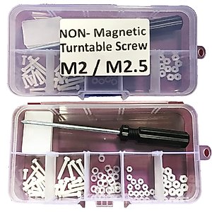 73 Pieces Non-Magnetic Nylon Round Head Bolt Screw Nut Washer Assortment Kit with Screwdriver and Storage Box - M2 M2.5 （6mm-20mm）for Most Turntable Cartridge Headshell Mounting
