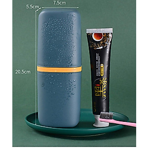 Vsmano 2 Pcs Travel Toothbrush Case, 2 in 1 Plastic Portable Toothbrush Holder Toothpaste Travel Case for Travel, Business, Hom, Camping, School (Pink+Ivory White)