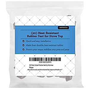 IMPRESA 20-Pack Viking Range Stove Grate Rubber Feet Bumpers – Heat Resistant Foot Replacements for Gas Burner Grates, Equivalent to PD040035 - Stove Grill Rubber Pads