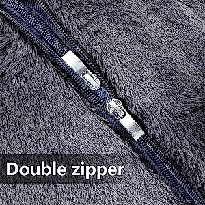 EKWQ 5 6 7 FT Bean Bag Chair Cover Chair Cushion, Big Round Soft Fluffy PV Velvet Sofa Bed Cover(it was only a Cover, not a Full Bean Bag) Living Room Furniture Lazy Sofa Bed Cover, Black, 5FT