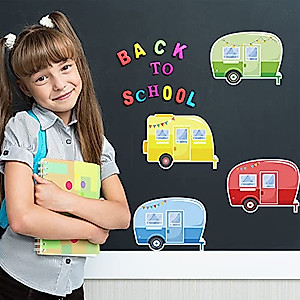 Camper Cutouts Vintage Trailers Cutouts Camping Bulletin Board Decoration Set for Classroom Decor School Playroom Baby Nursery Kids Bedroom Studio (72 Sheets)