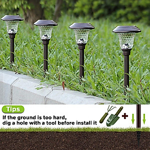 Solar Pathway Lights Outdoor, 6 Pack Metal Glass Solar Garden Lights LED Decorative Solar Walkway Lights Landscape Lighting for Driveway, Patio, Lawn, Yard