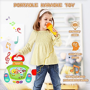 HISTOYE Musical Toys for Toddlers Karaoke Machine Kid Jukebox Toddler Karaoke Microphone Toy Music Player with Recording Voice Changing Singing Toys Age 1 2 3 4 5 Year Old Girls Boy Best Gifts