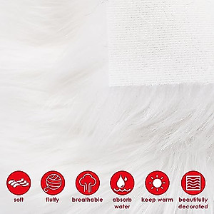 WLLHYF Faux Fur Squares Fabric, 8 Inches Area Rugs Shaggy Fur Fabric Cuts Fluffy Fur Square Patches Plush Rug Chair Cover Seat Cushion Pad for DIY Crafts Christmas Gnomes Decors (white-20x20cm)