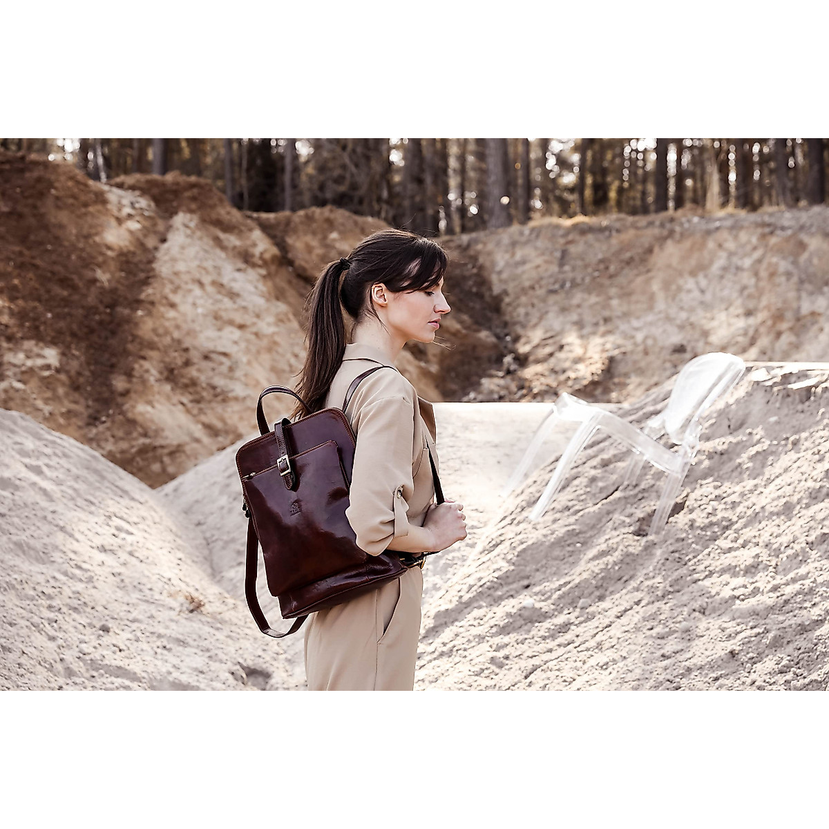 Time Resistance Leather Backpack Convertible to Shoulder Bag Full Grain Real Leather Travel Satchel Rucksack