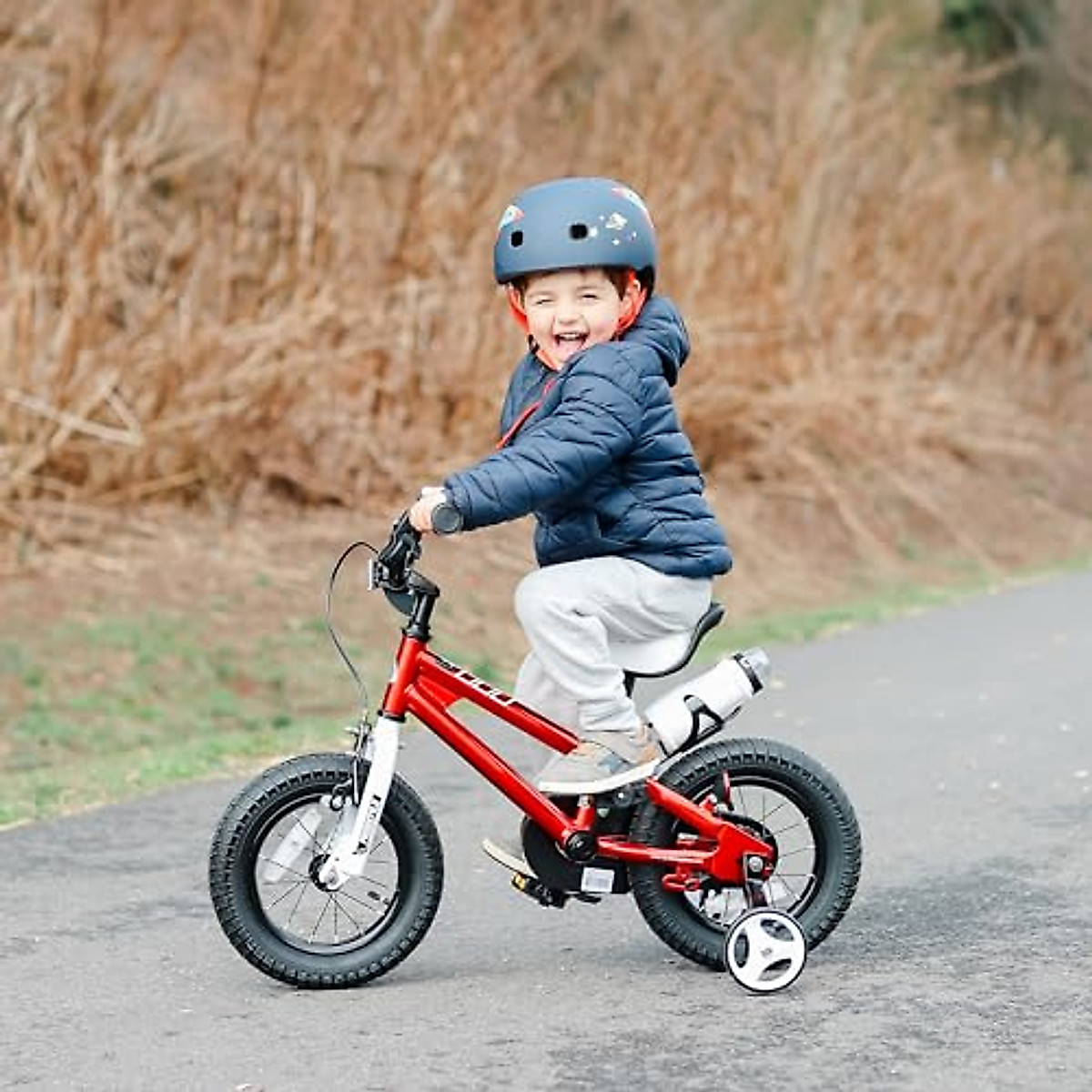 Royalbaby Toddlers Kids Bike Boys Girls Freestyle BMX Children Sports Bicycle with Training Wheels Gifts, 12 Inch Red
