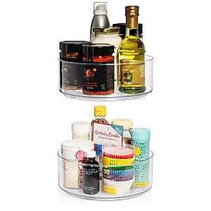 ClearSpace Plastic Lazy Susan Cabinet Organizer – Rotating Spice Rack Holder, Condiments Baking Turntable Carousel – Pantry Cabinet Organizer for Countertop, Shelf, Table, Vanity
