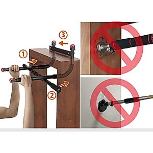 KDFJ Adjustable Indoor Fitness Horizontal Bar Pull-Up Workout Handles Chin-Up Gym Equipment Home Fitness Exercise Heavy Duty Trainer-Black