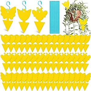 NiHome 48-Pack Yellow Sticky Traps with Twist Ties Indoor & Outdoor Plant Bug Fly Glue Catcher Nontoxic Odorless for Home Garden (Flower)
