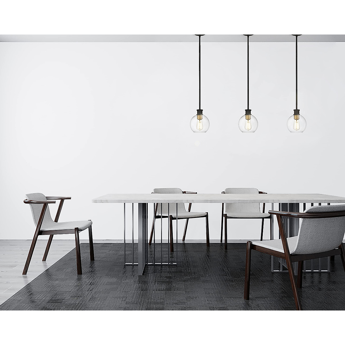 Tawson Dan Pendant Lighting, Island Pendant lights with 6.5 inch Clear Globe Glass Shade in Black and Gold Finish for Kitchen Island, Hallway, Entryway, Dining Room, Bedroom, Bulbs Not Included