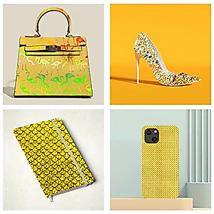 HYANG Gold PU Faux Leather Sheets 1 Roll 12"X53"(30cmX135cm), Faux Leather Very Suitable for Crafts Making Leather Earrings, Bows, Handbag ，Sewing (Mirror)