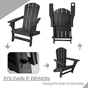 Kozyard Folding Adirondack Chair, Patio Outdoor Chairs, HDPE Plastic Resin Deck Chair, Painted Weather Resistant, for Deck, Garden, Backyard & Lawn Furniture, Fire Pit, Porch Seating (Gray)