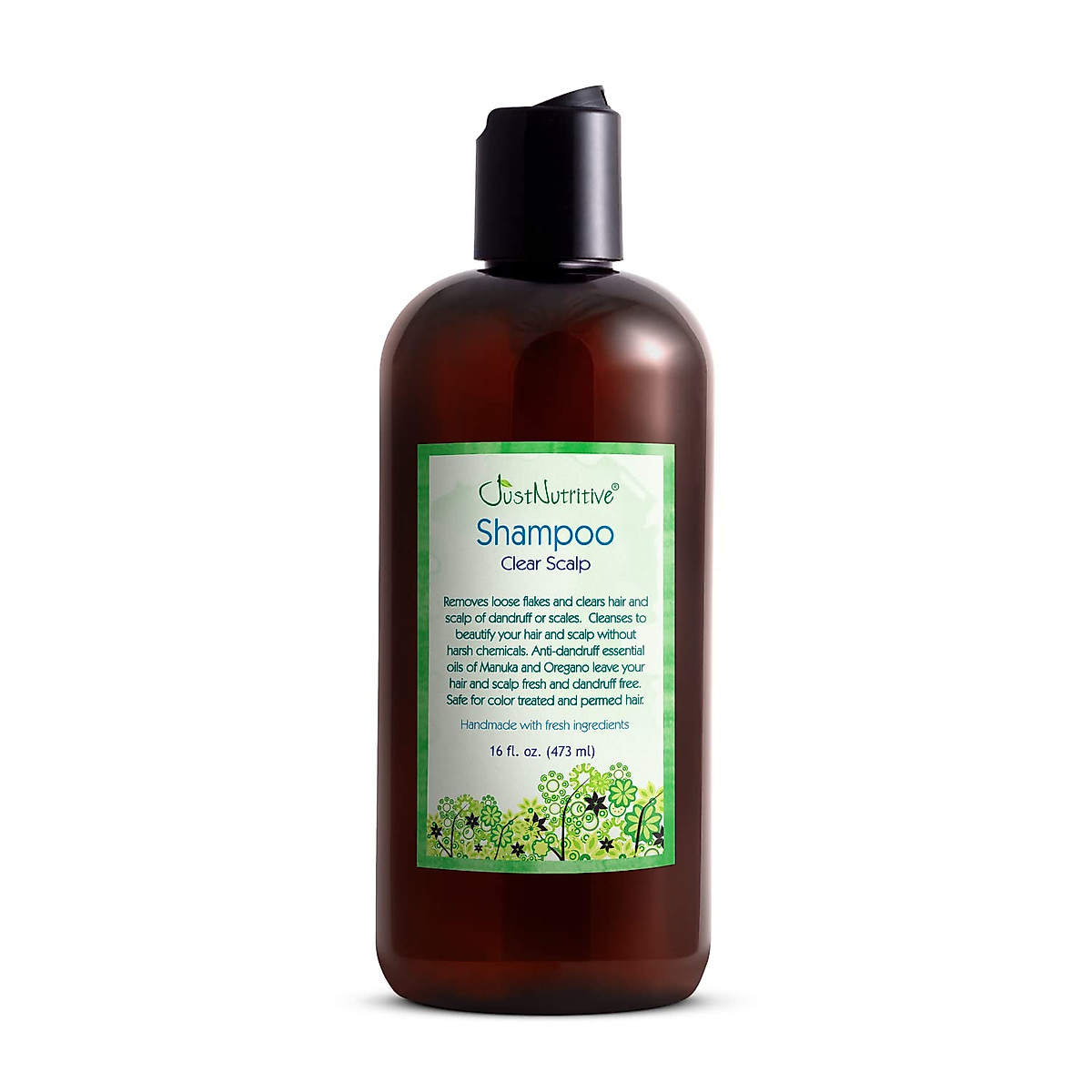 Just Nutritive Dandruff Clear Scalp Shampoo | Anti Dandruff Treatment | Natural Shampoo for Men and Women | Gentle Cleansing Shampoo for Dry Irritated Scalps 16 Fl Oz