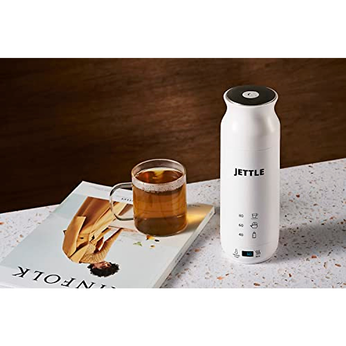 Jettle Electric Kettle - Travel Portable Heater for Coffee, Tea, Milk, Soup - Stainless Steel Travel Water Boiler tea pot with Temperature Control, LED, Automatic Power Off - 450ml, Kitchen Appliance