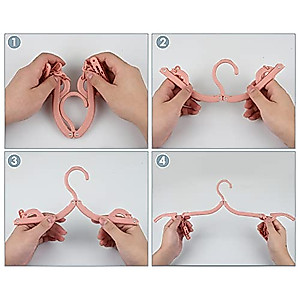 DS. DISTINCTIVE STYLE Foldable Hangers with Clips Set of 8 Travel Hangers with Clothesline for Camping