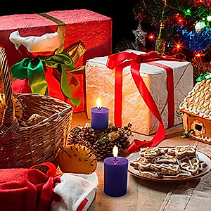 3×4 Inch Advent Pillar Candles, 3 Purple and 1 Pink Seasonal Celebration Candles for Advent Wreath and Christmas Decorations, Long-Lasting Slow-Burning Dripless Candle