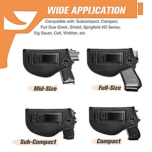Concealed Carry Gun Holster, FINPAC IWB 9mm Airsoft Holsters, Belt Attachment Pistol Mag, Fits for Glock 17,19,26,27,42,43 M&P Shield Handguns