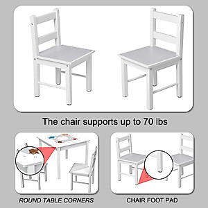 Woodenland Kids Table and Chairs Set, Wooden Toddler Table and 2 Chairs Set, Kid's Furniture for Girls Boys, Sturdy Wooden Table for Bedroom Playroom, Gift for Halloween and Christmas
