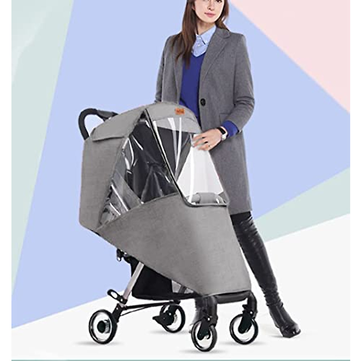 Stroller Rain Cover Universal Pram Buggy Rain Shield Waterproof Stroller Weather Shield Baby Pushchair Cover with Canopy Window