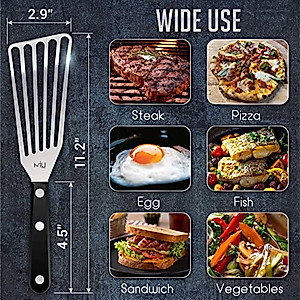 MIU Fish Spatula Stainless Steel, Flexible, Polished Metal, Corrosion Resistant, Kitchen Slotted Turner [Upgraded Version]