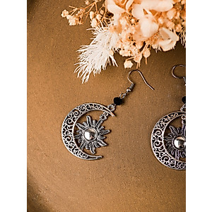 Sacina Gothic Goth Boho Sun and Moon Earrings, Celestial Earrings, Gothic Earrings, Goth Earrings, Boho Earrings, Halloween Christmas New Year Jewelry Gift For Women