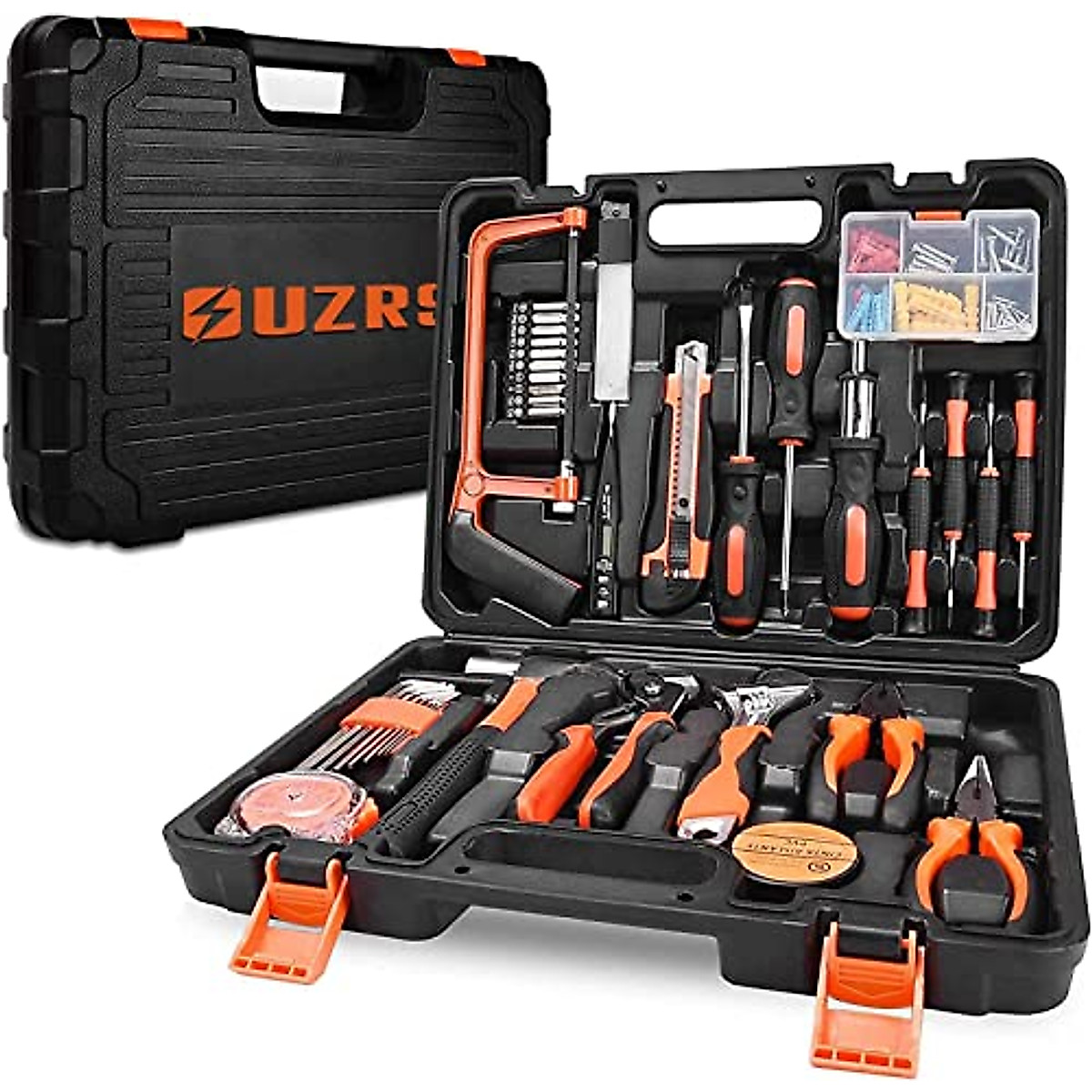 100-Piece Tool Set, OUZRS Home Repair Tool Set Household Hand Tool Kit For DIY and Quick Repairs, with Plastic Toolbox Storage Case