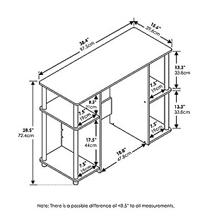 Furinno JAYA Computer Study Desk,Open Storage, Espresso