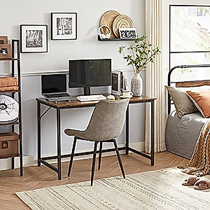 VASAGLE 47.2-Inch Computer Writing Desk, Home Office Small Study Workstation, Industrial Style PC Laptop Table, Steel Frame, Rustic Brown + Black