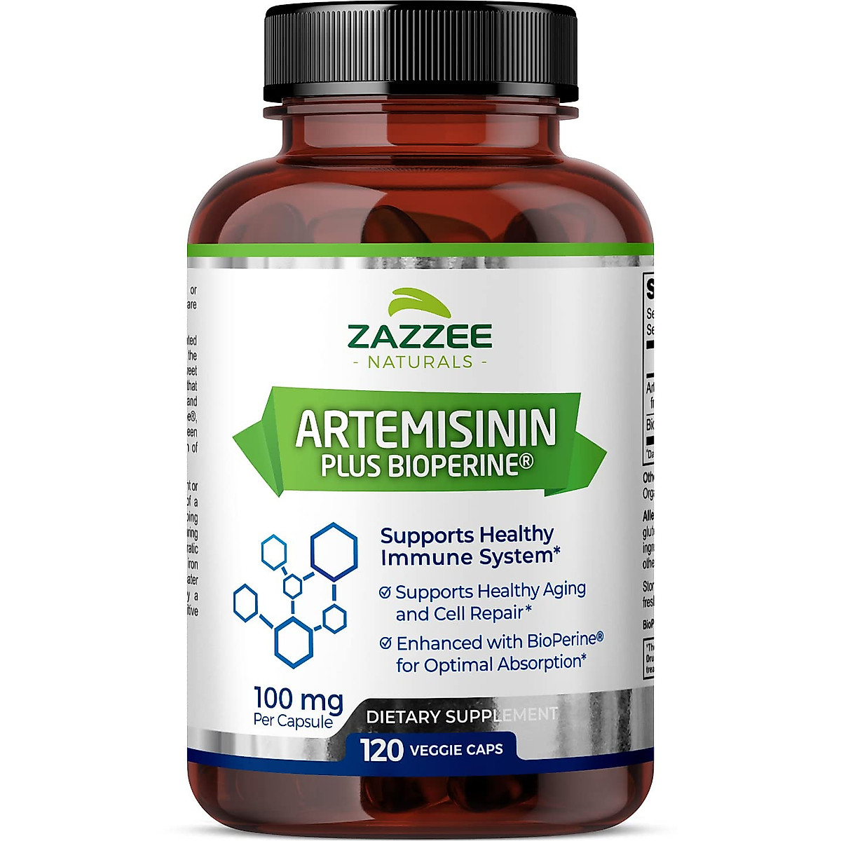 Zazzee High Absorption Artemisinin, 100 mg per Capsule, 120 Vegan Capsules, with 5 mg BioPerine for Maximum Absorption, Sweet Wormwood Extract, 4 Month Supply, All-Natural and Non-GMO