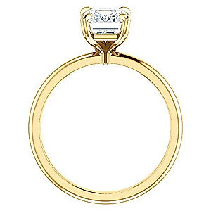 10K Solid Yellow Gold Handmade Engagement Ring 3 CT Emerald Cut Moissanite Diamond Solitaire Wedding/Bridal Ring Set for Women/Her Propose Ring (8)