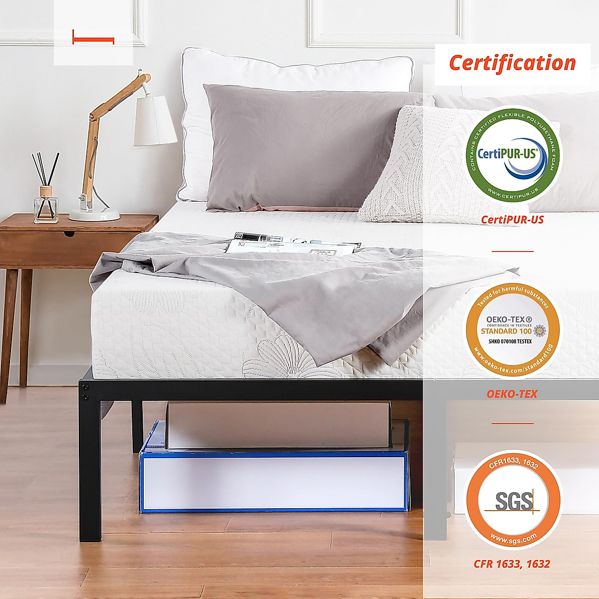 PrimaSleep King Mattress, 9 Inch Gel Memory Foam Mattress, Gel Infused for Comfort and Pressure Relief, CertiPUR-US Certified, Bed-in-a-Box, Medium Firm, King Size