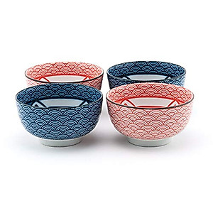 Fuji Merchandise Japanese Porcelain Multi Purpose Bowl Set of 4 Maneki Neko Lucky Cat Meow Gift Set Made In Japan