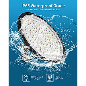 papsbox 4 Pack 500W UFO high Bay Lights,50000LM 6500K Super Bright Daylight White highbay led Light Fixture,110V Area lamp IP65 for Shop Garage Warehouse Workshop Gym Factory Commercial Lighting