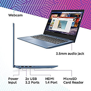 Lenovo IdeaPad 1 14 Laptop, 14.0" HD Display, Intel Celeron N4020, 4GB RAM, 64GB Storage, Intel UHD Graphics 600, Win 10 in S Mode, Ice Blue