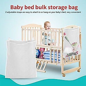 Natudeco Baby Bedside Hanging Storage Bag Hanging Diaper Caddy Organizer Mesh Large Capacity Caddy Organizer Nursery Storage Stacker for Baby Cribs and Toys
