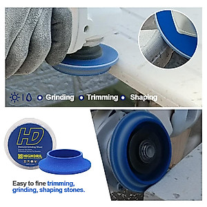 Diamond Profile Wheel 3 Inchx7/8"x15mm, HIGHDRIL Demi-bullnose Edge Abrasive Grinding Wheel Vacuum Brazed Diamond Grinding Disc for Tile,Quartz,Marble,Granite,Ceramic,Artificial Stone