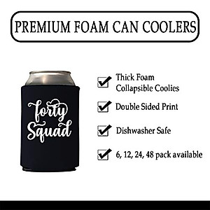 Veracco Fourty AF 40 Years Can Coolie Holder 40th Birthday Gift Forty Squad and Fabulous Party Favors Decorations (Black/White, 12)