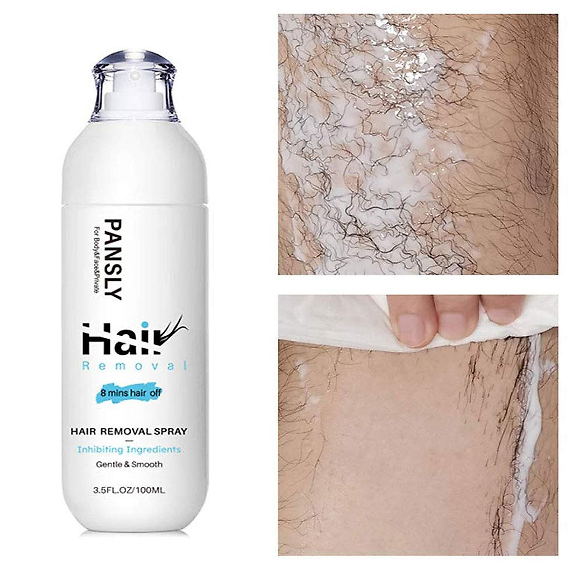 Non-Irritating Moisturizing Hair Removal Cream and Spray for Men and Women - For Legs, Hands, Arms, Underarms, and Bikini Areas (100ML)