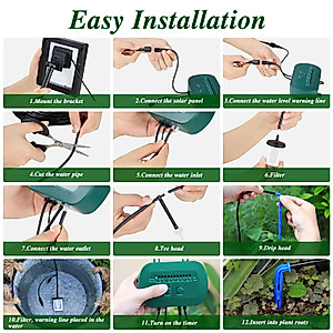 AnseTo Solar Irrigation System for Garden Watering System, 2023 Latest Drip Irrigation Kit for Potted Plants, Supported Automatic Watering System for The Balcony, The Plant Bed and The Green House