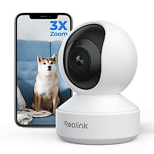 REOLINK Indoor Security Camera, 5MP Super HD Plug-in WiFi Camera with PTZ, Auto Tracking, Human/Pet AI, Ideal for Baby Monitor/ Pet Camera/Home Security, Dual Band WiFi, Local Storage, E1 Zoom