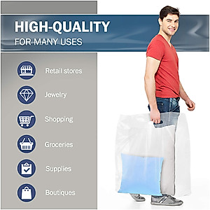 50 Pack Extra Large Glossy Clear Merchandise Bags 26" x 26" x 3 mil Thick - Die Cut Handles - Ideal for Shopping, Large Packages, Toys - Color Clear - Recyclable
