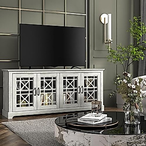 Galano Isadora 75 Inch TV Stand – Smartly Designed Entertainment Center with Spacious Storage - Perfect for Living Rooms - Wide Media Console in Dusty Grey Oak