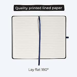 WallDeca Classic Lined Notebook Journal | Hard Cover, 240 Pages, Ruled 8.25 x 5 inches, Ivory 80 GSM Paper | School, Business, College, Notes, Journaling (Blue)