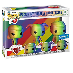 Funko DC Heroes Poison Ivy, Harley Quinn and Robin Rainbow 3-Pack Pride Pop! Vinyl Collectible Toy Figure Set - Limited Edition Exclusive