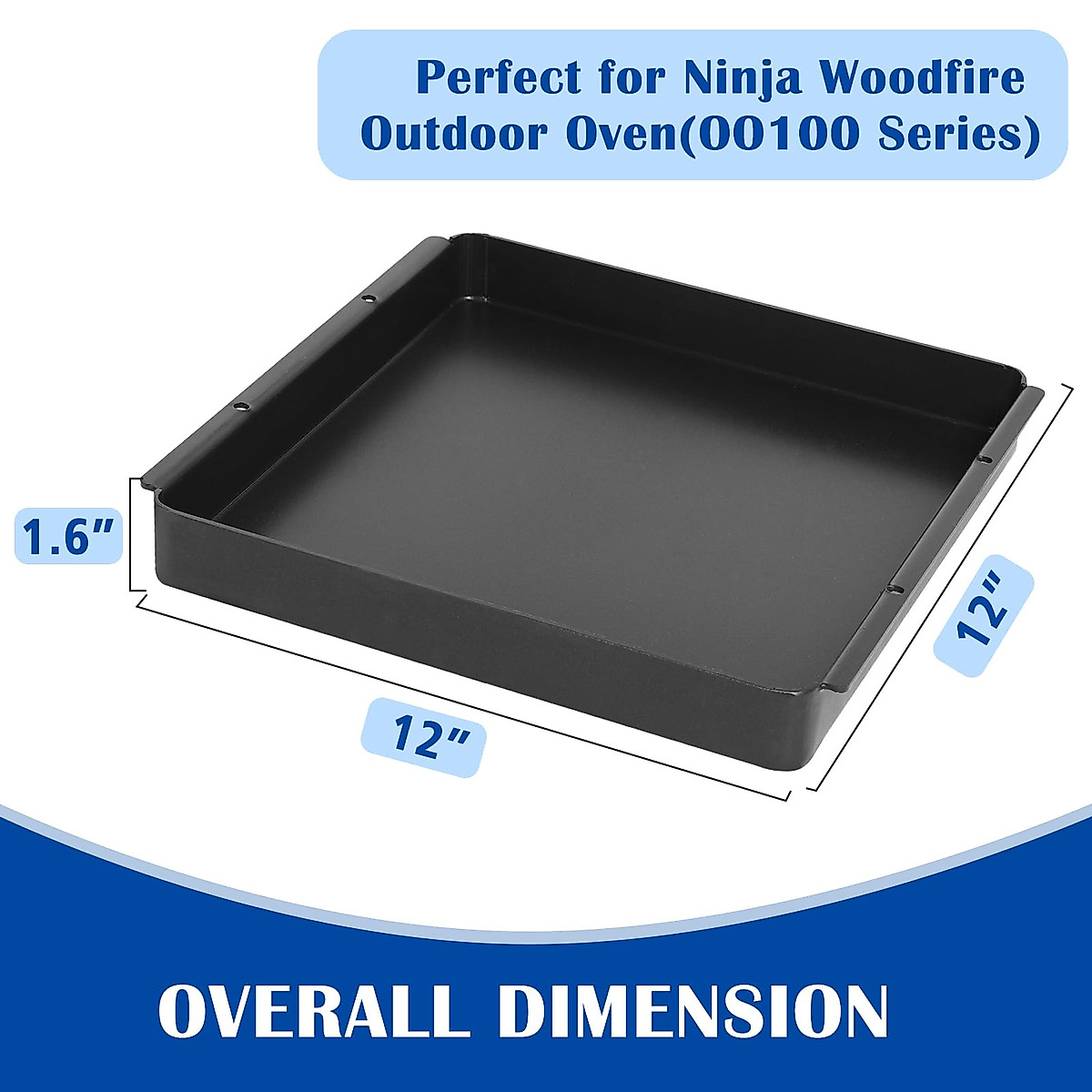 SafBbcue Woodfire Outdoor Griddle Pan for Ninja Woodfire OO100 Series Pizza Oven Accessories, Ninja Woodfire 8-in-1 Outdoor Oven Accessories Ninja Pizza Oven XSKOCTPN Non-Stick Griddle Plate 12" x 12"