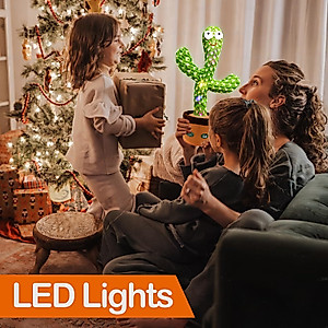 Hunfur Talking Cactus Toy That Talks Back,Volume Adjustment Dancing Mimicking Cactus Baby Toy,Singing Record Repeat What You Say, Sunny Silly Light Up Tummy Time Funny Gift for Toddler Boys Girls Toys