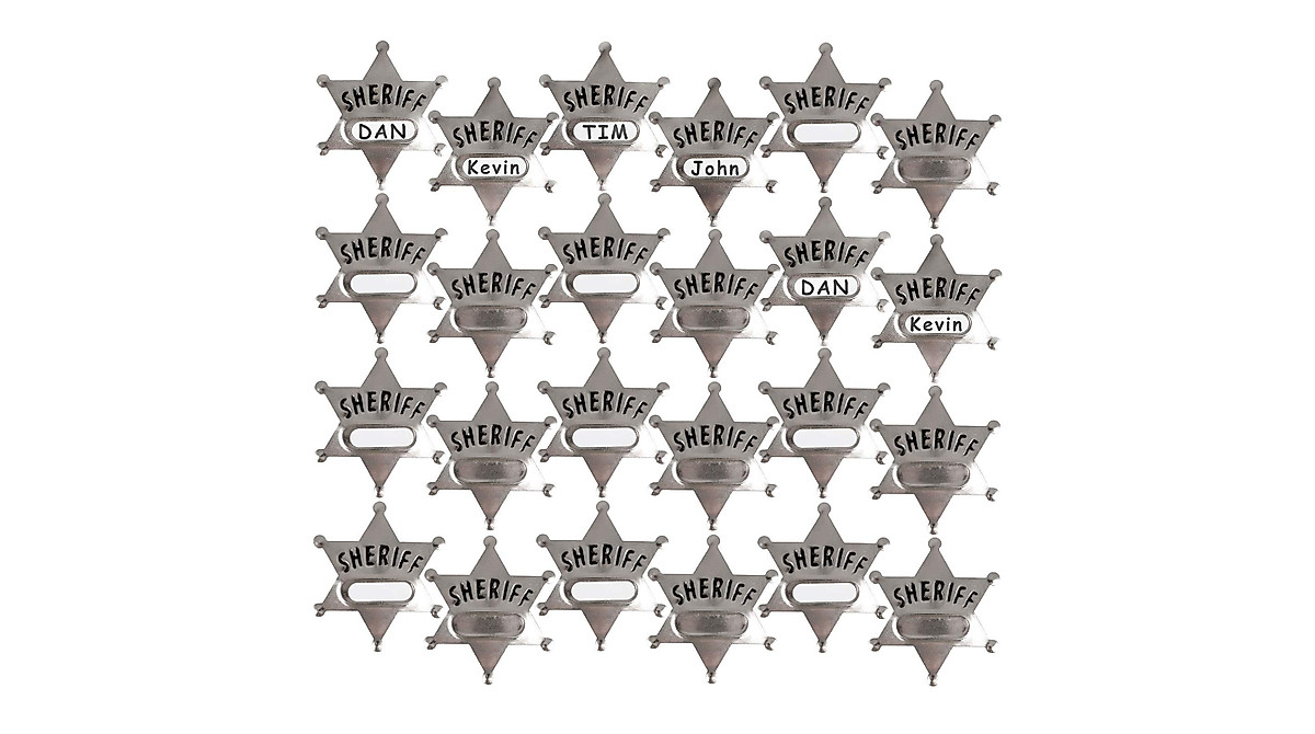 Metal Sheriff Badges: 24-Pack Silver Stars for Kids Parties